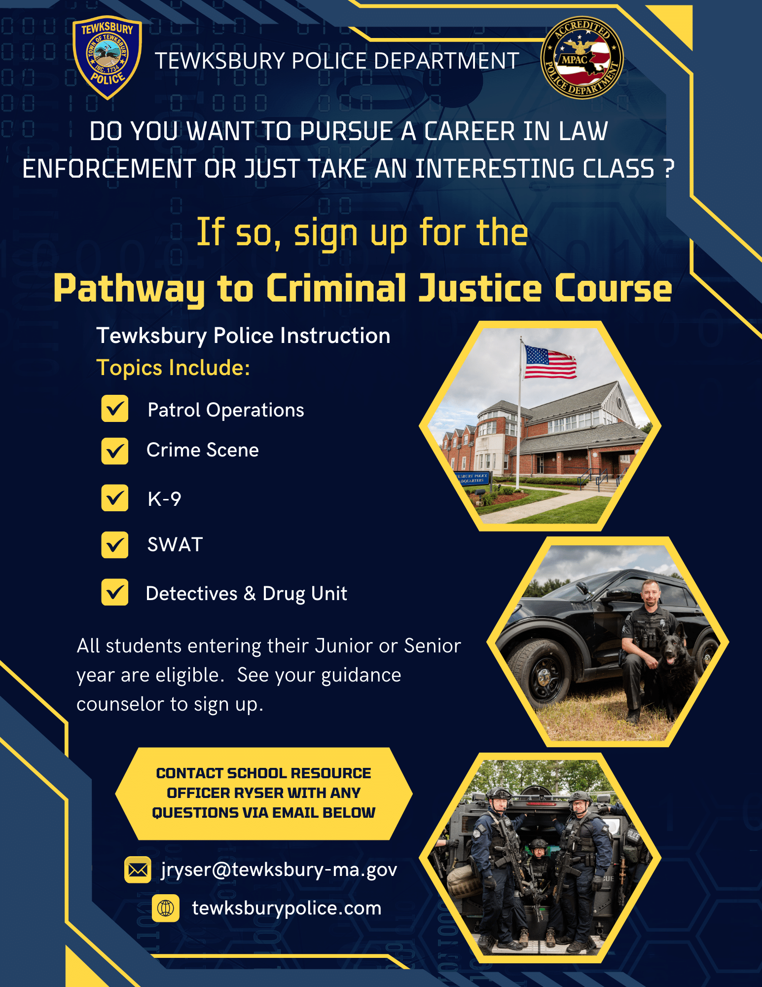 Pathways to Criminal Justice Class – Tewksbury Police Department