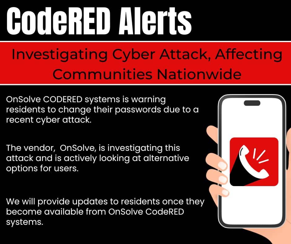Tewksbury Police Department Notifying Community Of Cyber Attack Against CodeRed; Encouraging ...